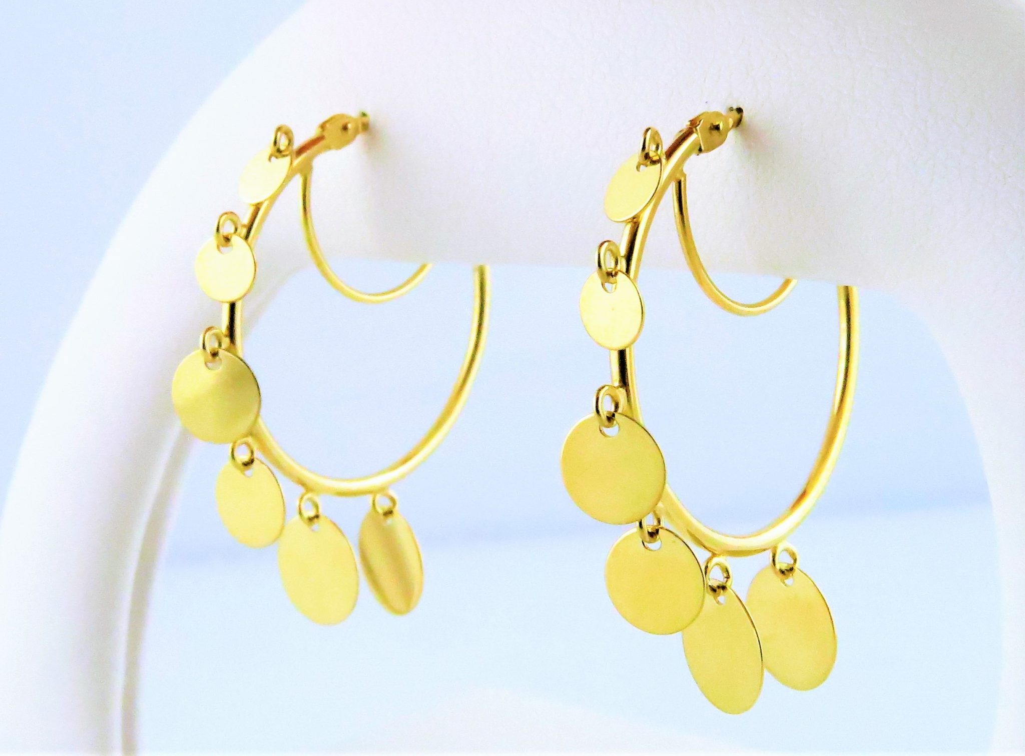 ADCO Diamond | Dangling Disc Hoop Earrings